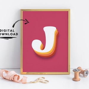 Letter J Wall Art Printable, Kids Room Letters, Initial Signs for ...