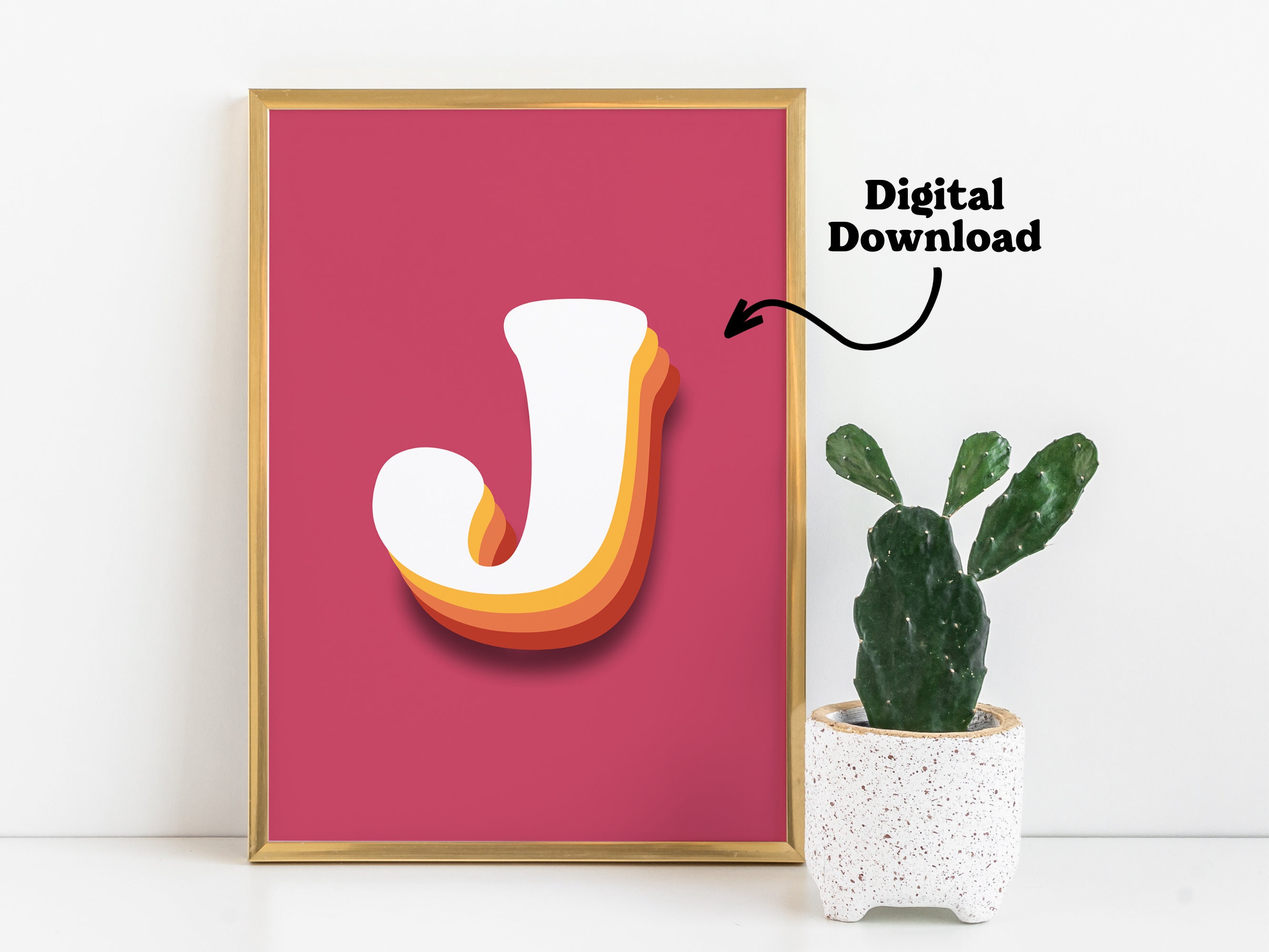 Letter J Wall Art Printable, Kids Room Letters, Initial Signs for ...