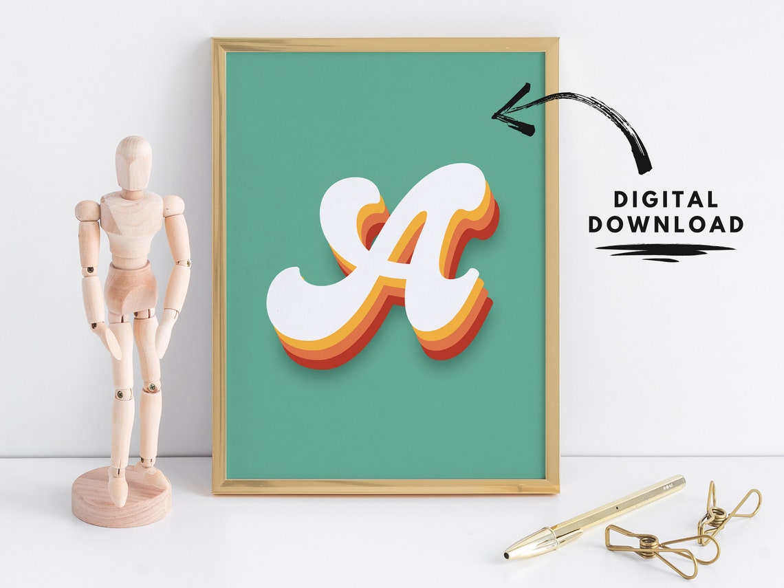 Letter A Wall Art Printable Kids Room Letters Initial Signs - Etsy