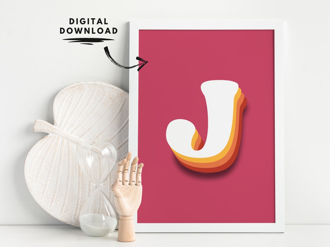 Letter J Wall Art Printable Kids Room Letters Initial Signs - Etsy