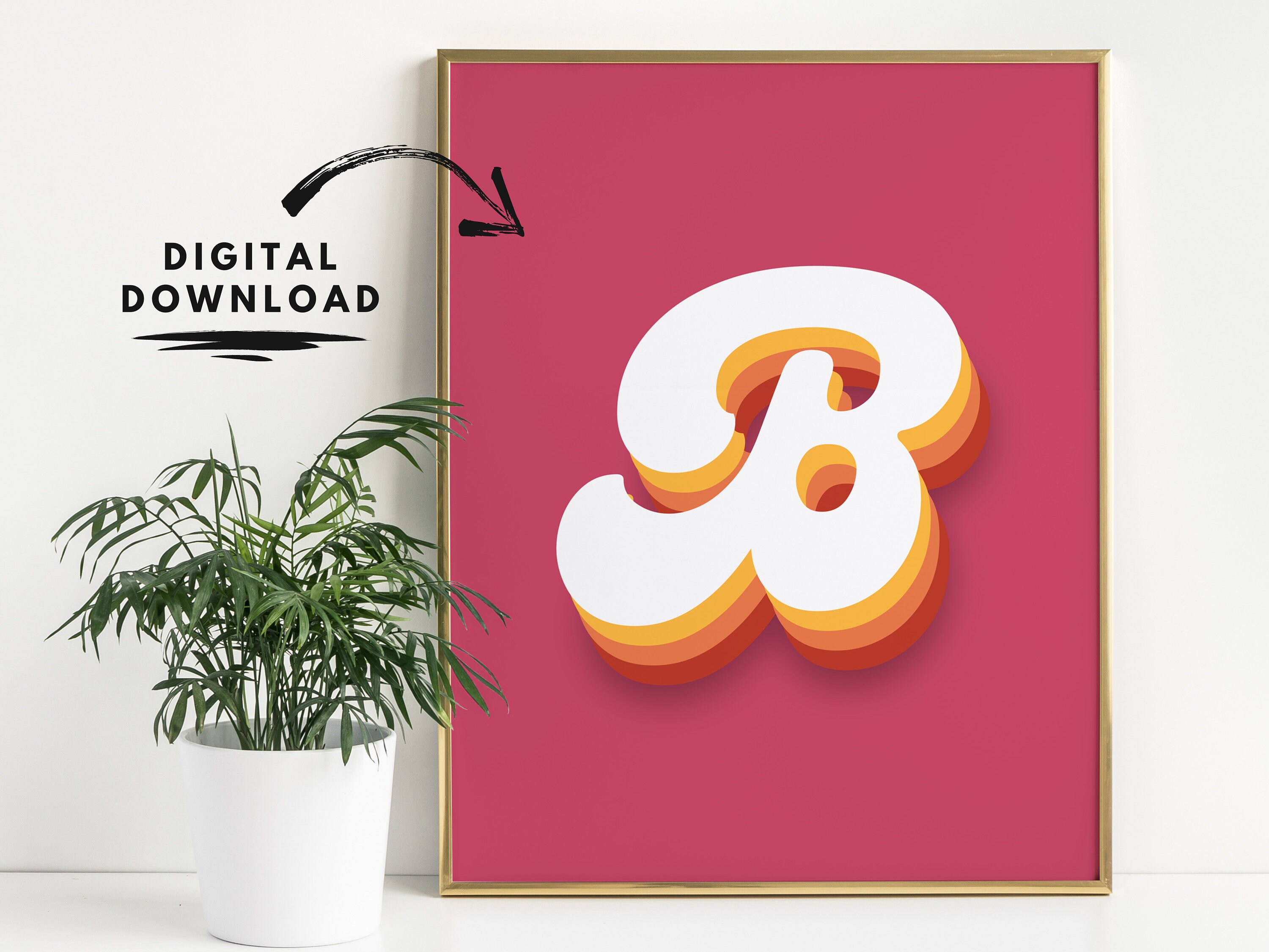 Letter B Wall Art Printable, Kids Room Letters, Initial Signs for ...