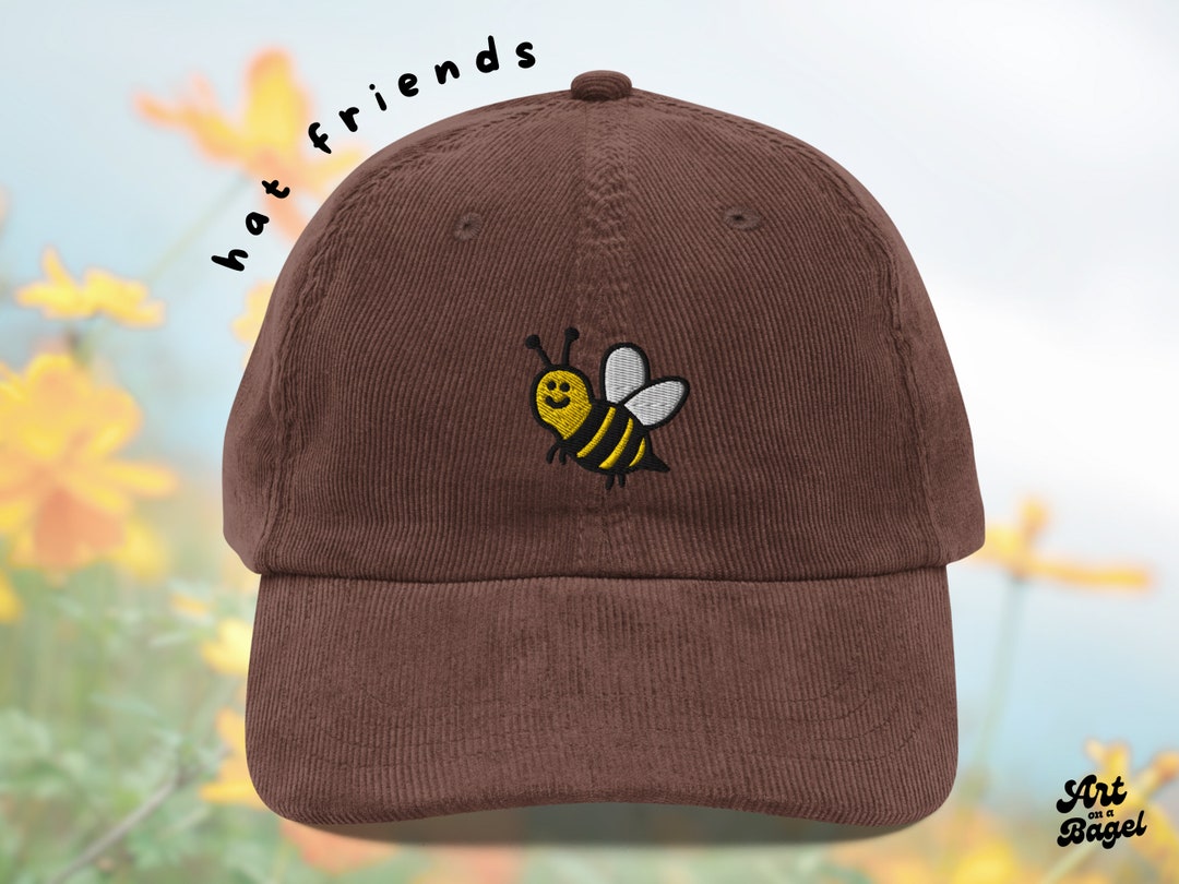 Embroidered Corduroy Bee Hat, Vintage Dad Cap, Bumblebee Patch, Fall ...