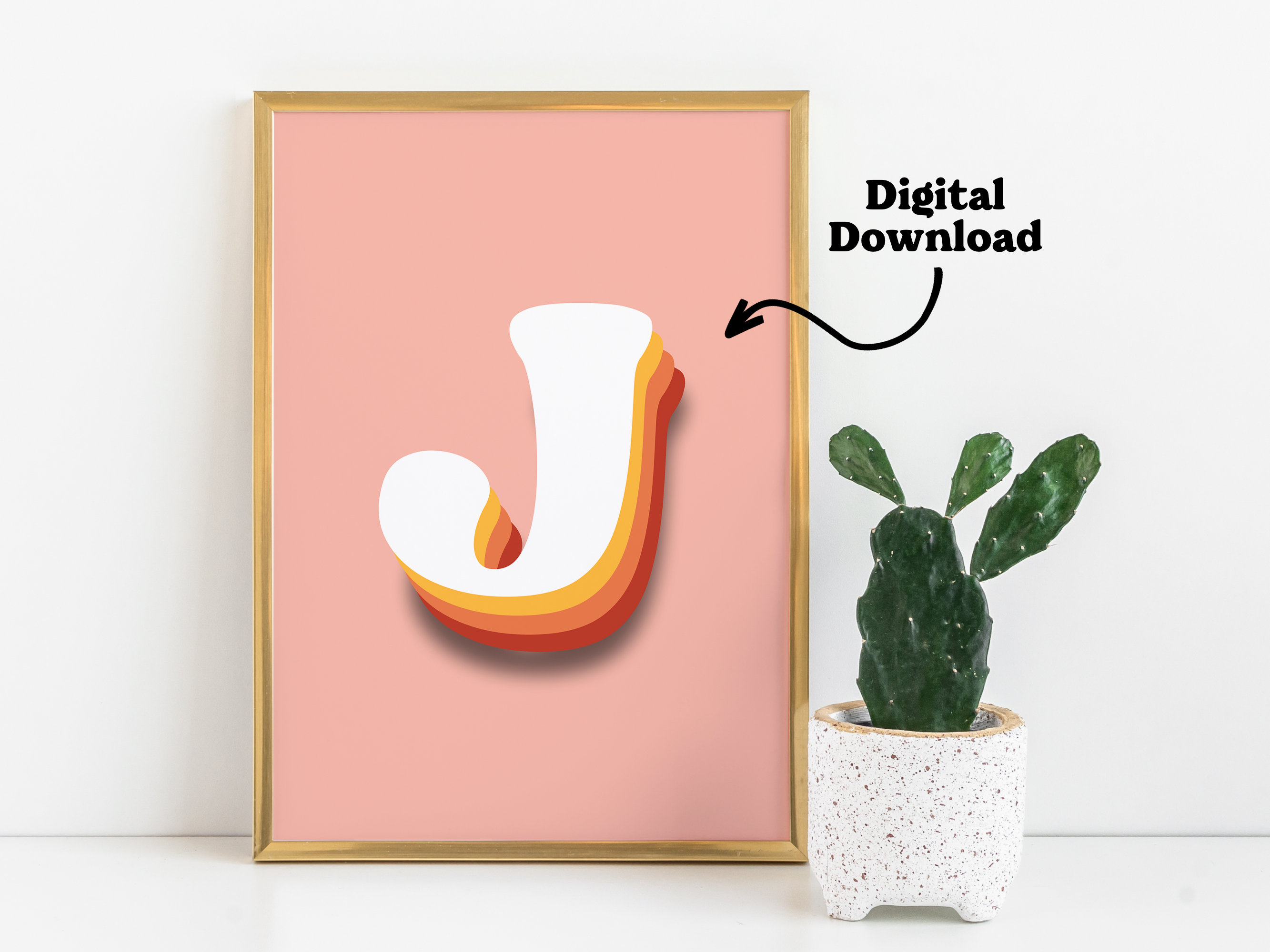 Letter J Wall Art Printable, Kids Room Letters, Initial Signs for ...