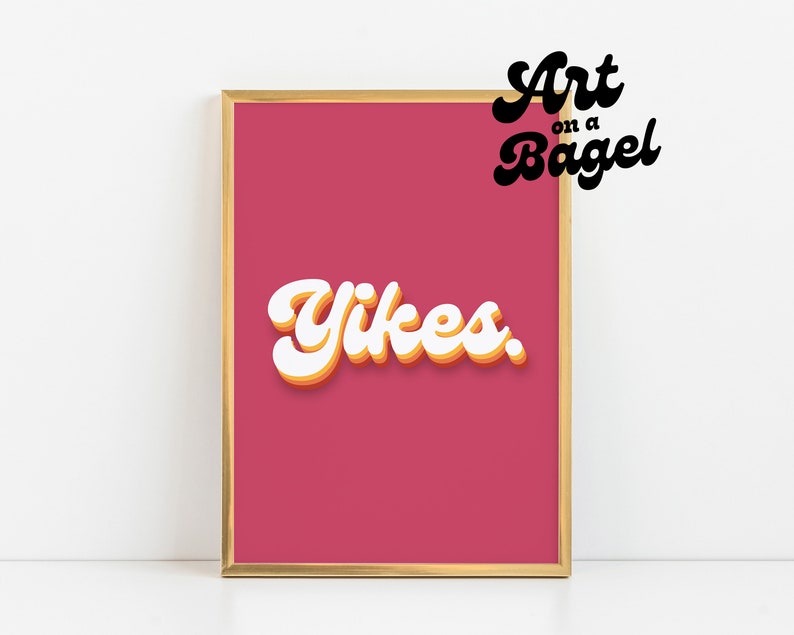 Yikes Retro Typography Poster: 70s Inspired Wall Art (digital Download ...