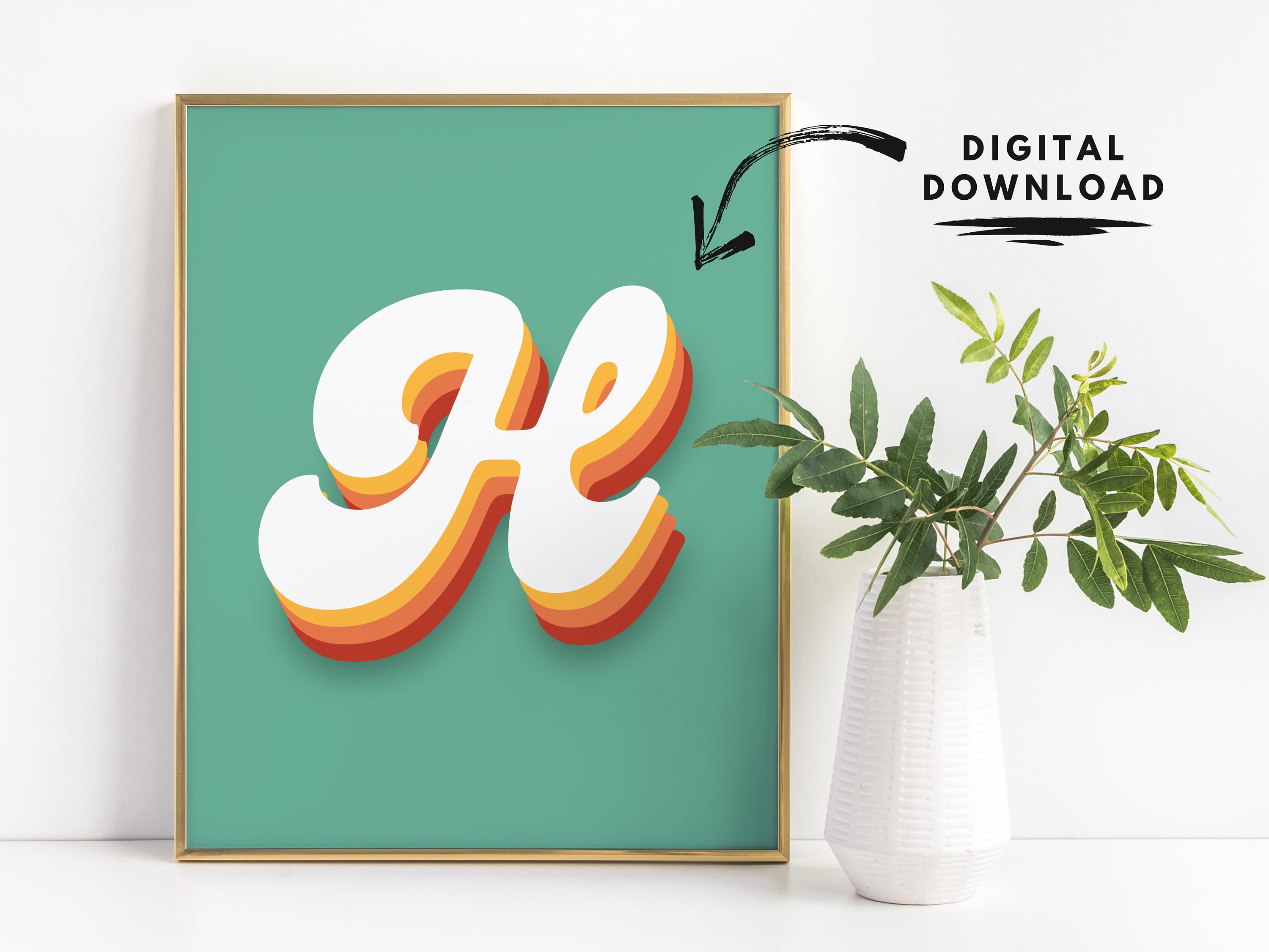 Letter H Wall Art Printable, Kids Room Letters, Initial Signs for ...