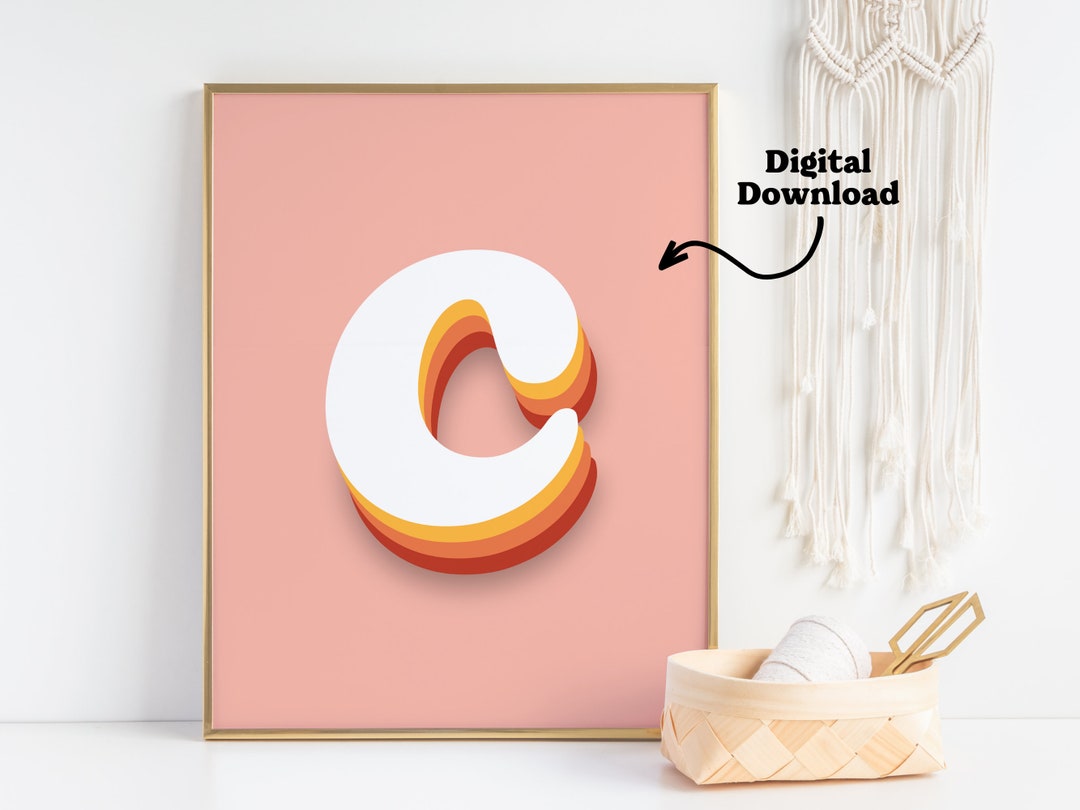 Letter C Wall Art Printable, Kids Room Letters, Initial Signs for ...