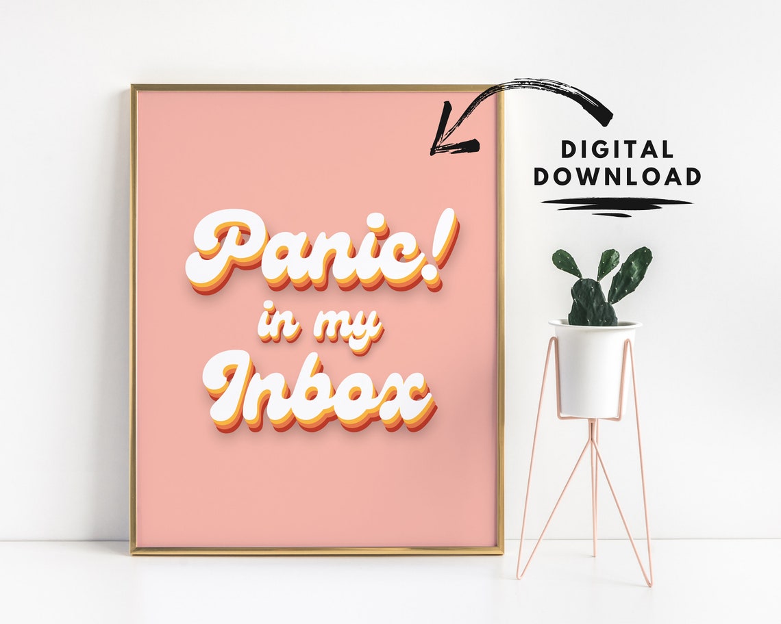 Panic in My Inbox, Retro Office Poster, Work Meme, Typography ...