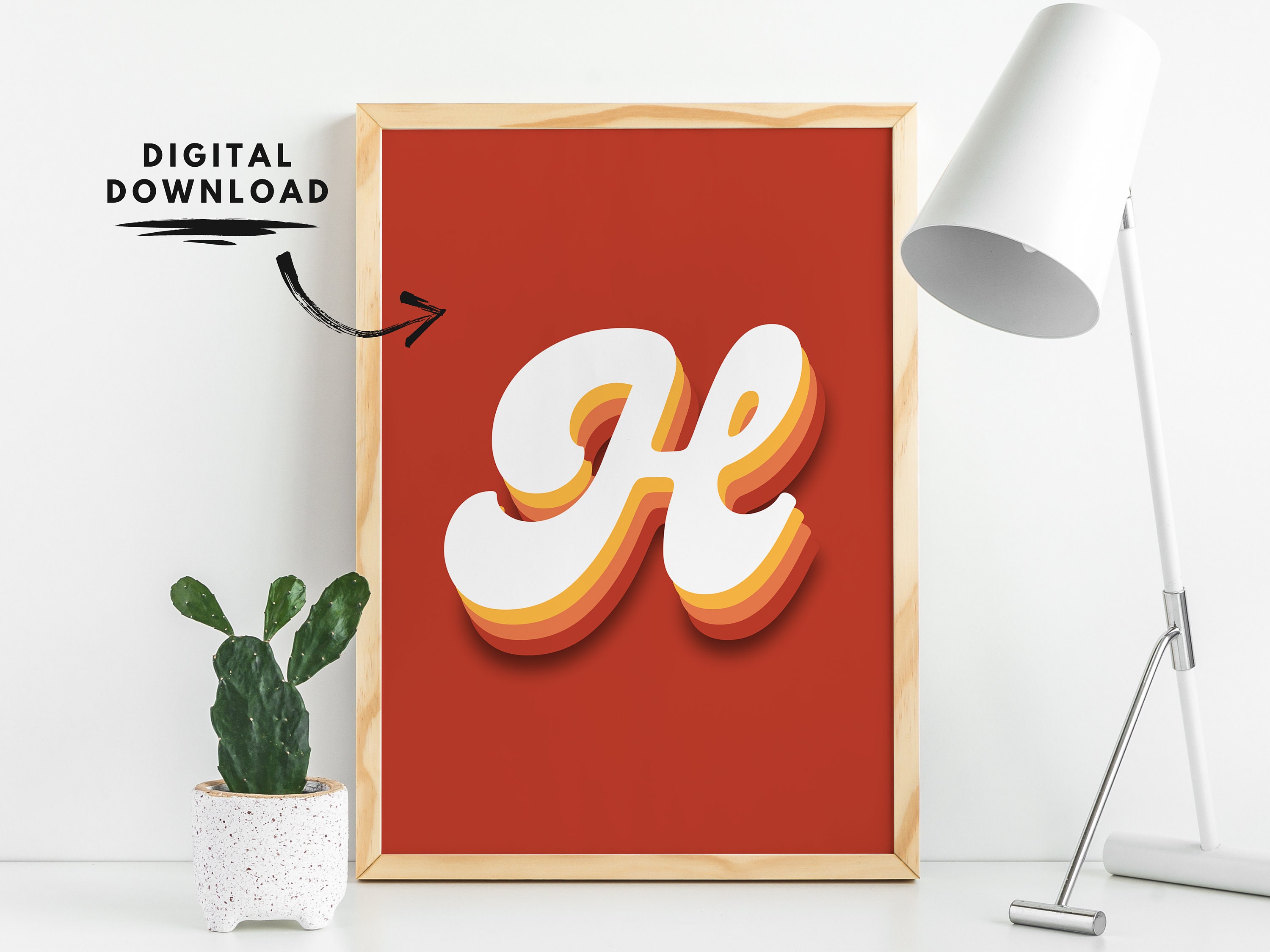 Letter H Wall Art, Boys Room Printable, Kids Room Letters, Initial ...