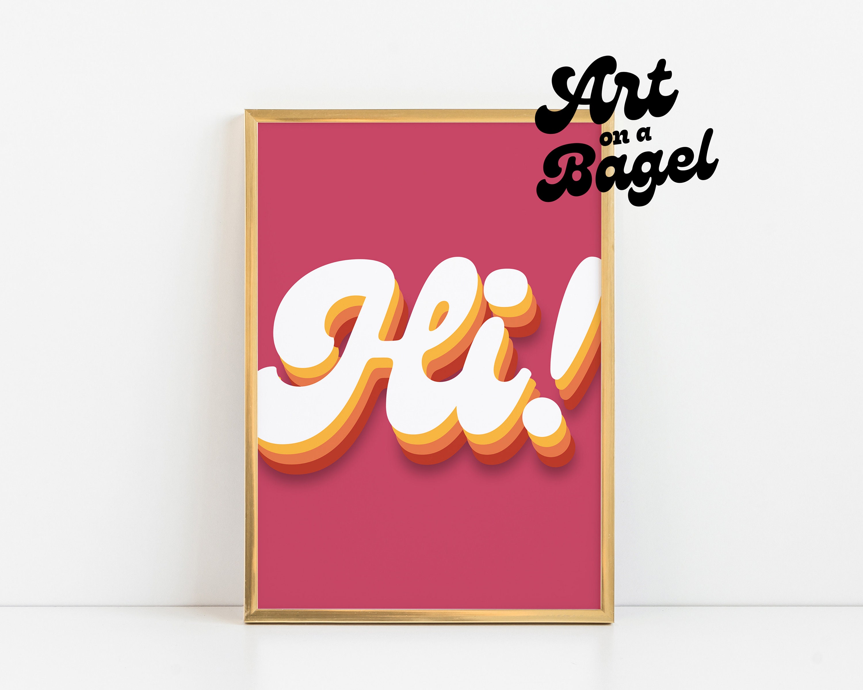 Hi sign poster, printable wall art, digital download, typography print ...