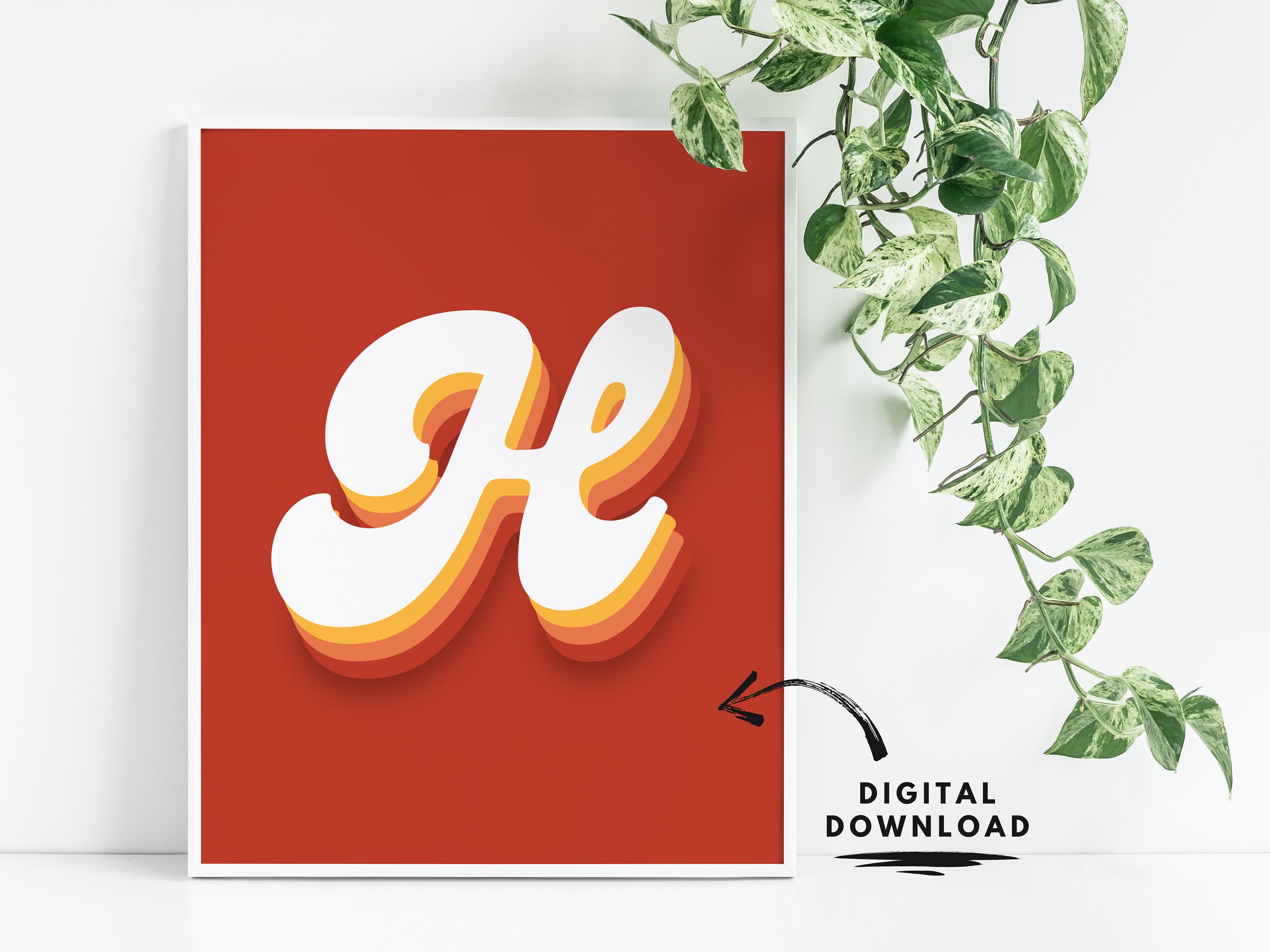 Letter H Wall Art, Boys Room Printable, Kids Room Letters, Initial Signs for Nursery, Initial ...