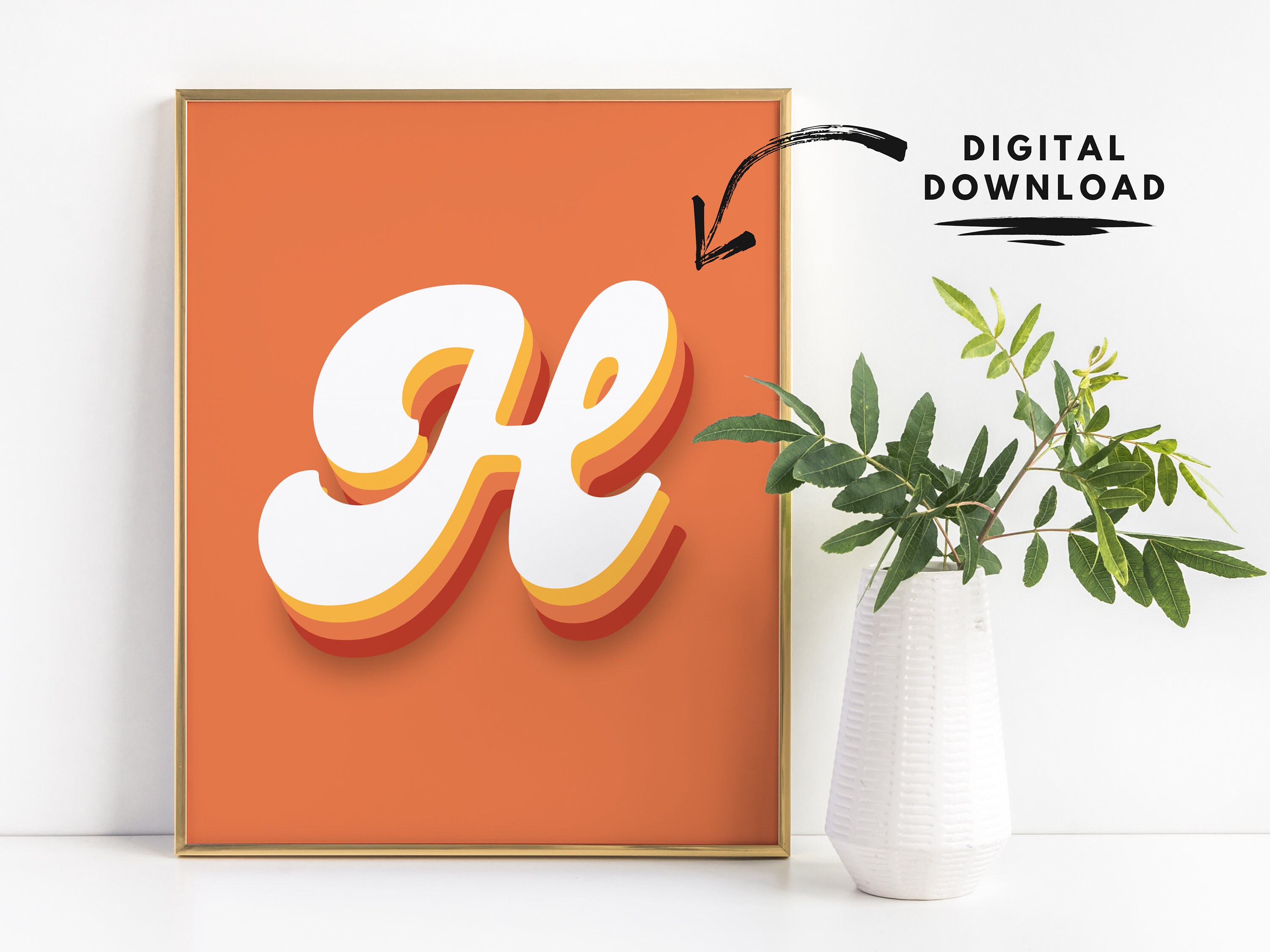 Letter H Wall Art Printable, Kids Room Letters, Initial Signs for ...