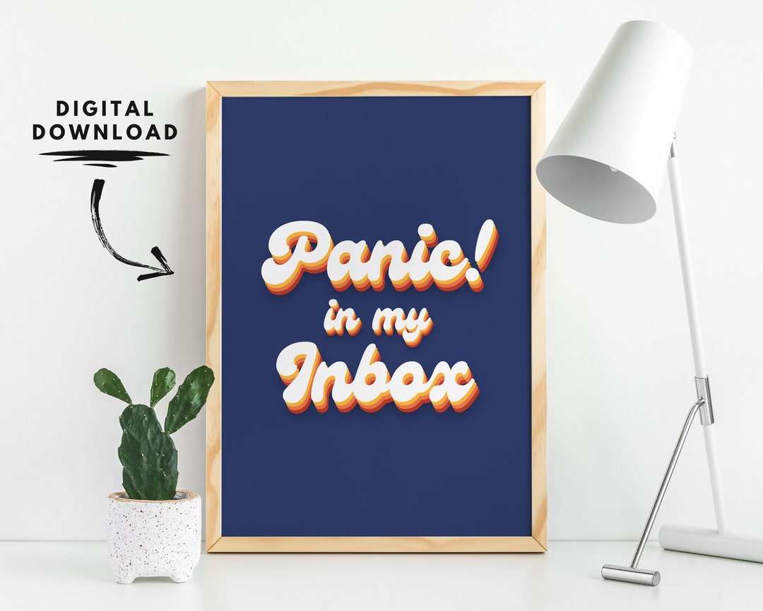 Panic in My Inbox, Retro Office Poster, Work Meme, Typography ...