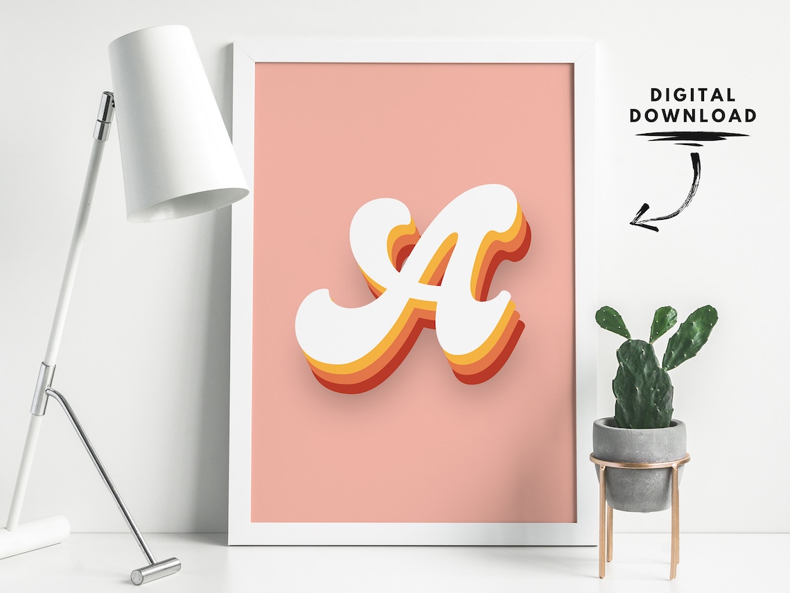Letter A Wall Art Printable Kids Room Letters Initial Signs - Etsy