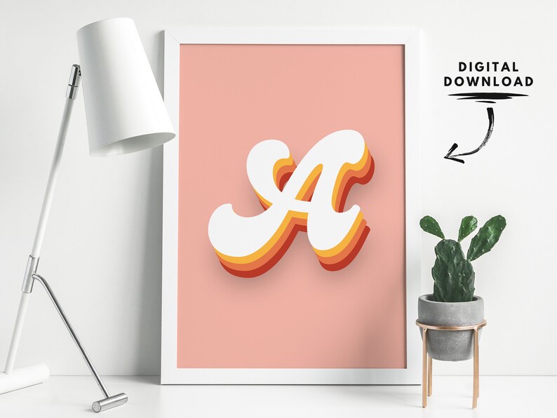 Letter A Wall Art Printable, Kids Room Letters, Initial Signs for ...