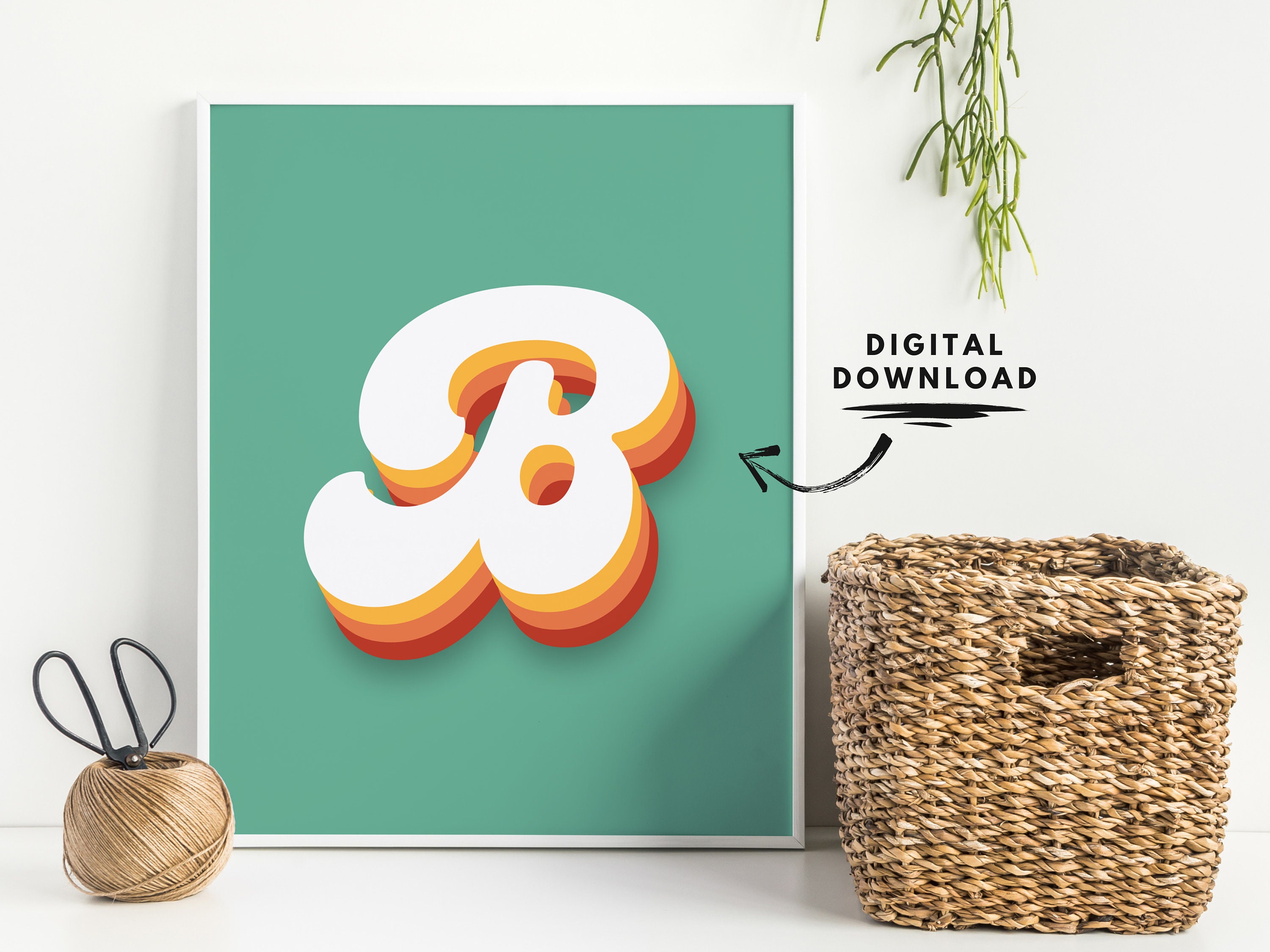 Letter B Wall Art Printable, Kids Room Letters, Initial Signs for ...