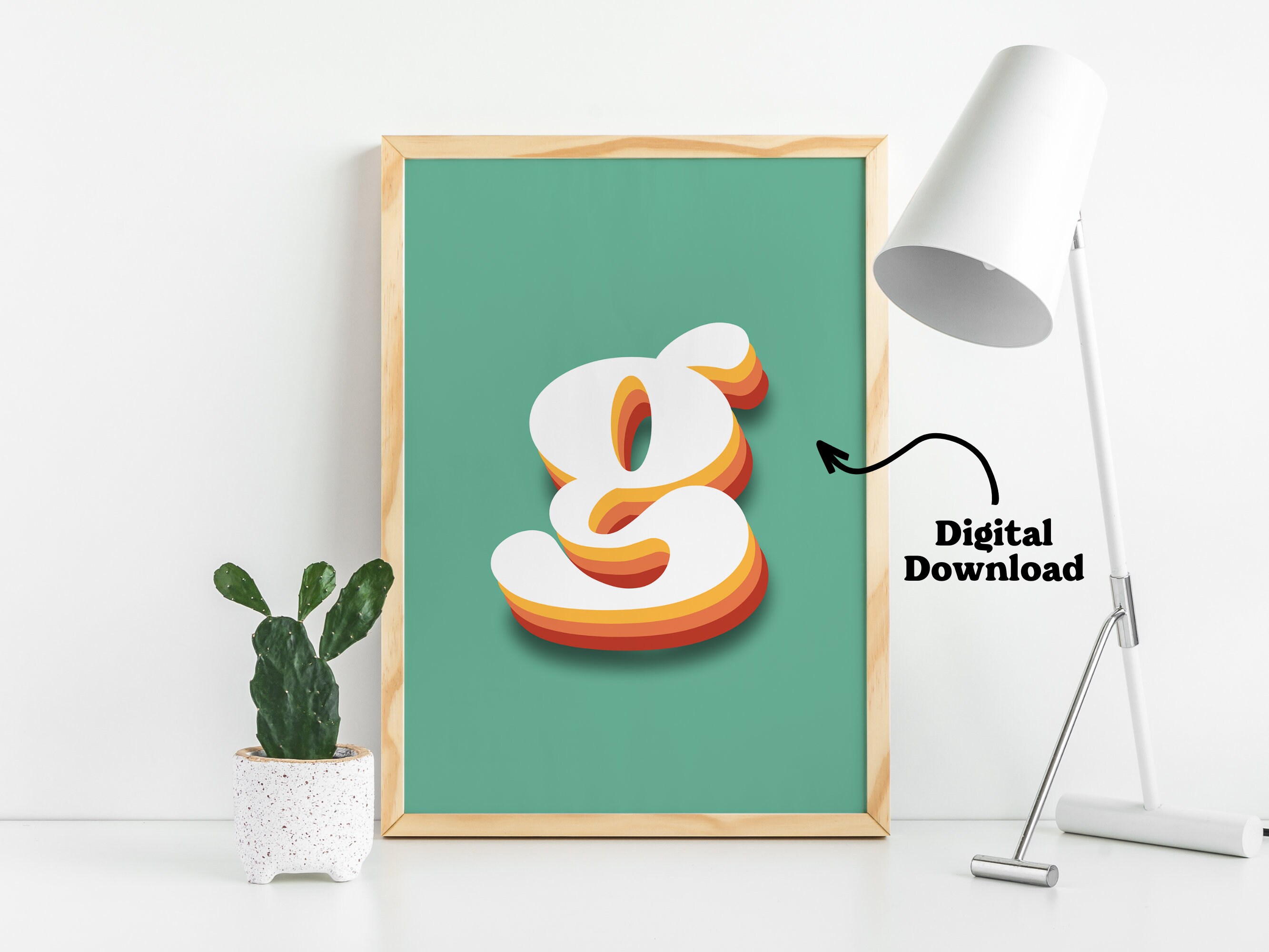 Letter G Wall Decor, Retro Alphabet Poster, Boy Room Printable, Kids ...
