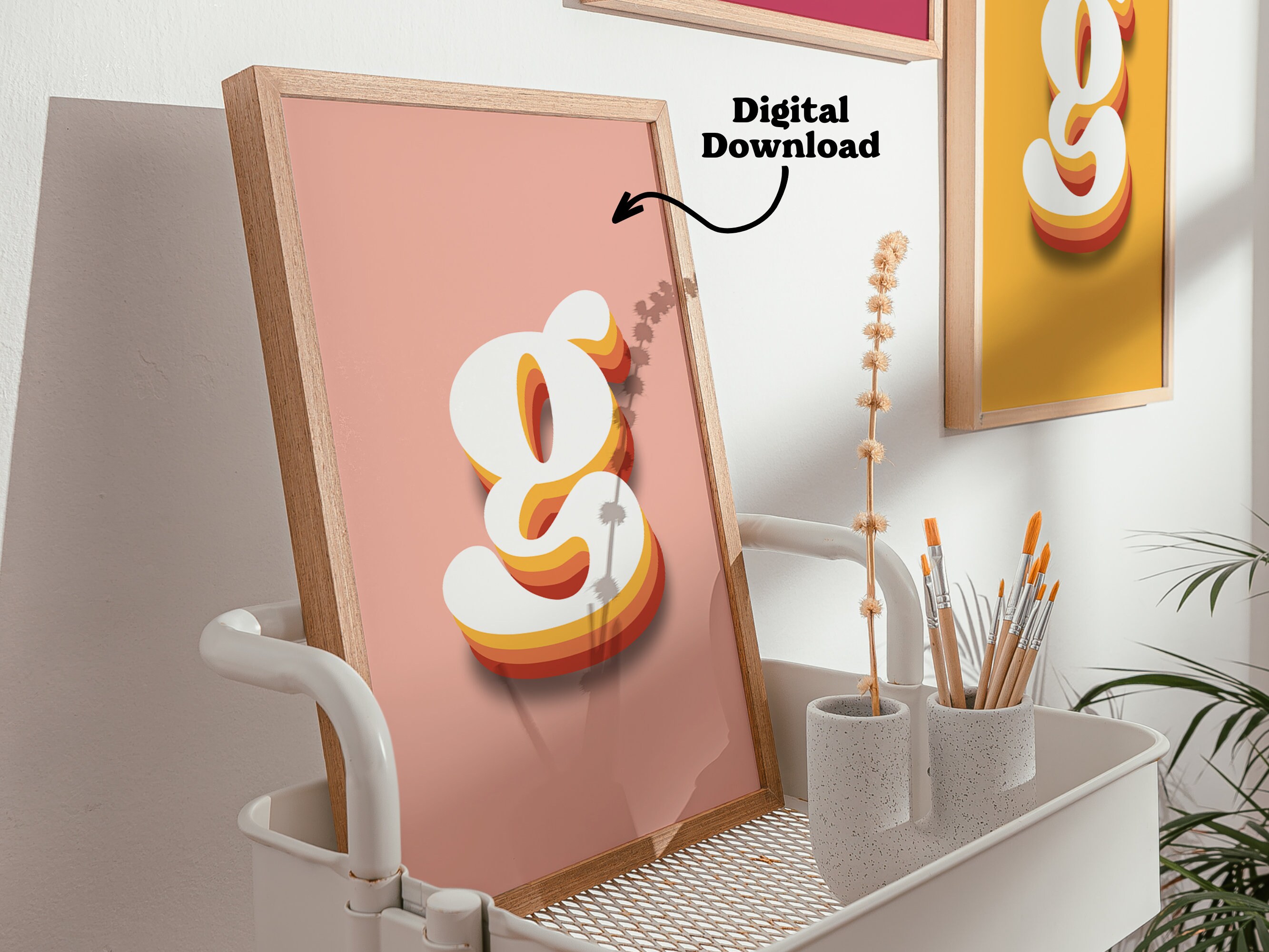 Letter G Wall Decor, Retro Alphabet Poster, Girl Room Printable, Kid ...