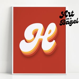 Letter H Wall Art, Boys Room Printable, Kids Room Letters, Initial ...