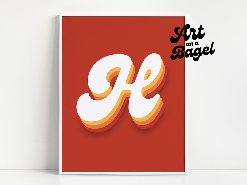 Letter H Wall Art, Boys Room Printable, Kids Room Letters, Initial ...