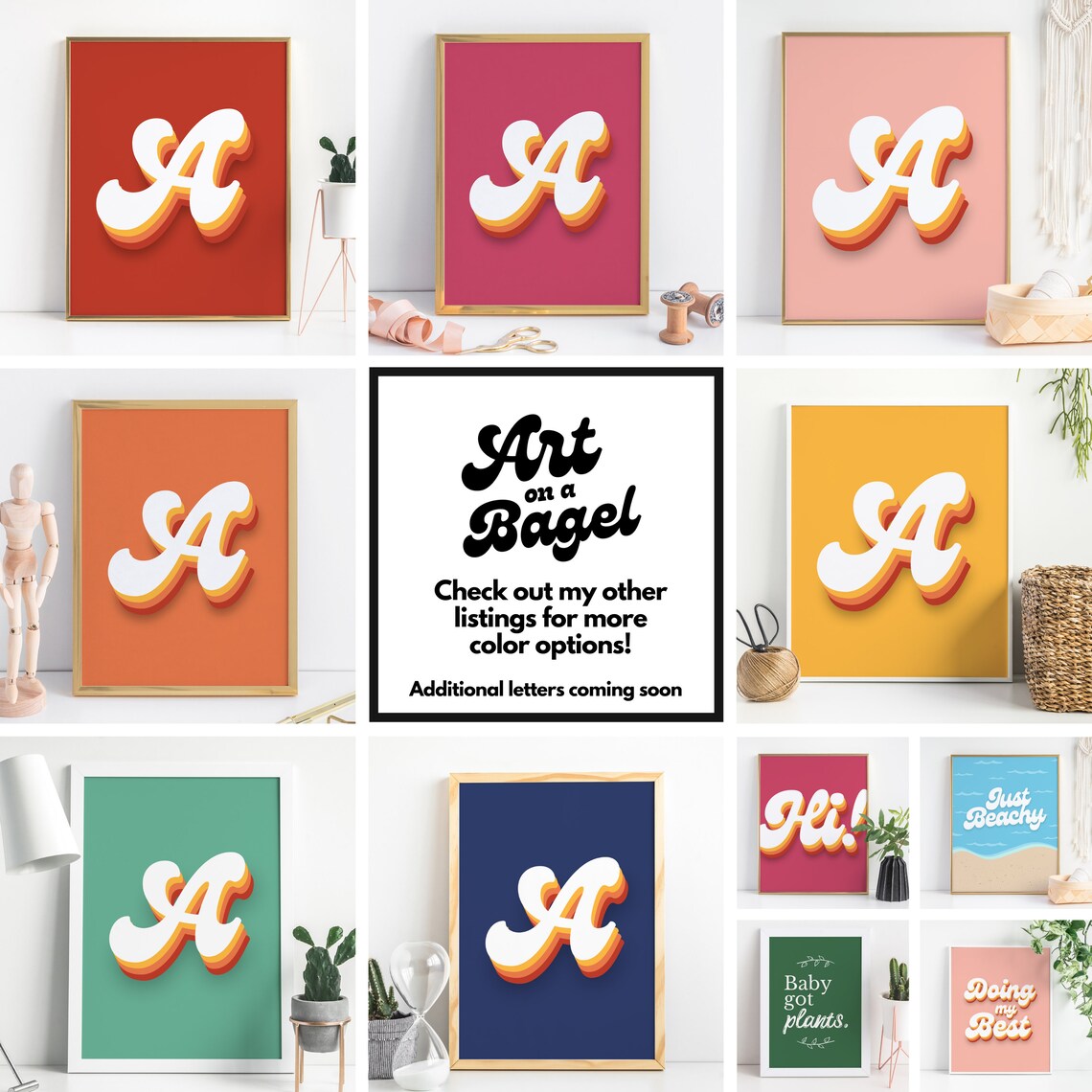 Letter A Wall Art Printable Kids Room Letters Initial Signs - Etsy