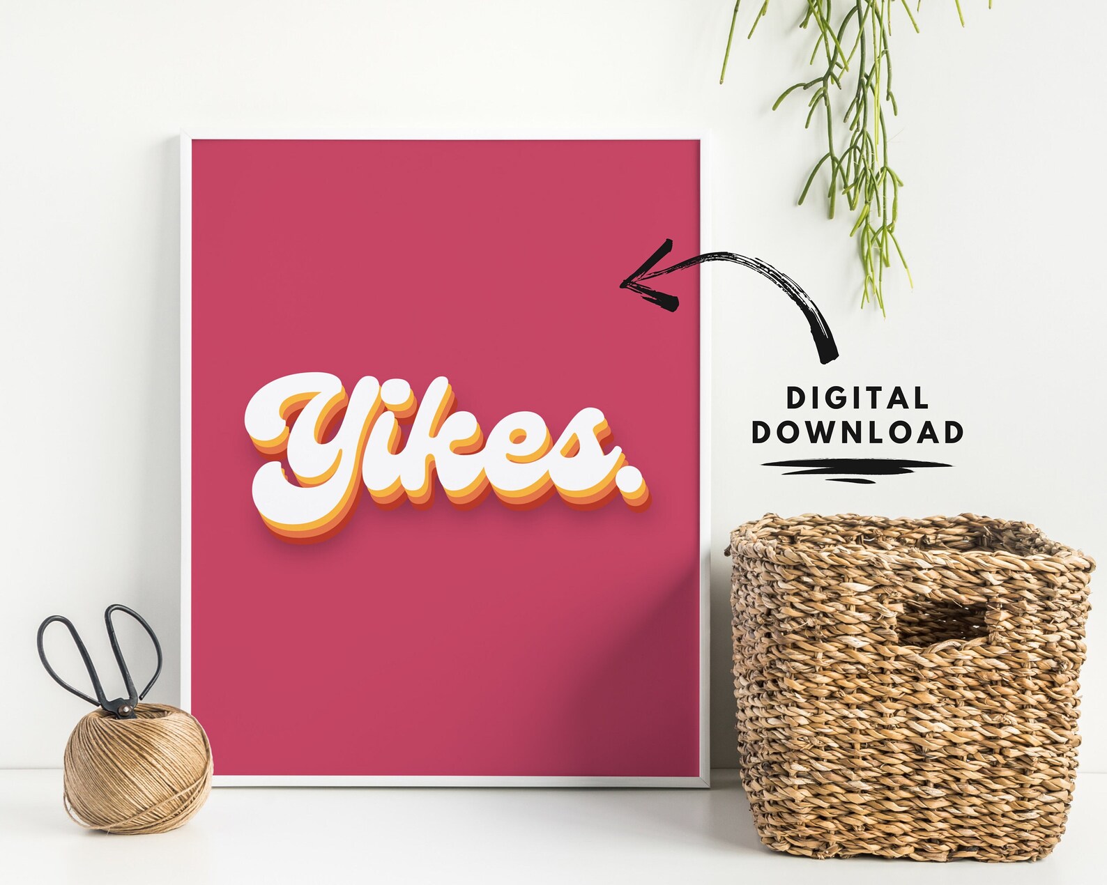 Yikes Retro Typography Poster: 70s Inspired Wall Art (digital Download ...