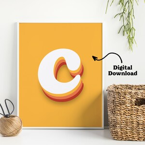 Letter C Wall Art Printable, Kids Room Letters, Initial Signs for ...