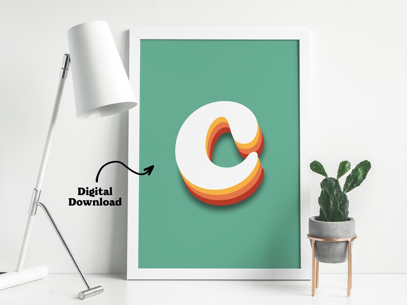 Letter C Wall Art Printable Kids Room Letters Initial Signs - Etsy