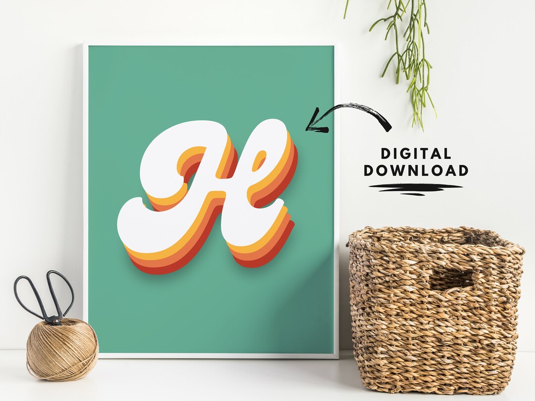 Letter H Wall Art Printable, Kids Room Letters, Initial Signs for ...