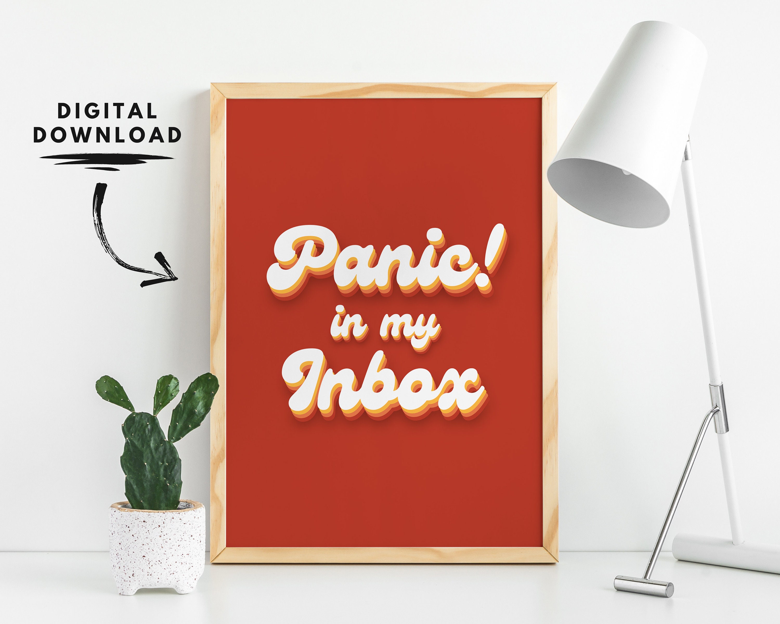 Panic in My Inbox Retro Office Poster Printable Wall Art - Etsy