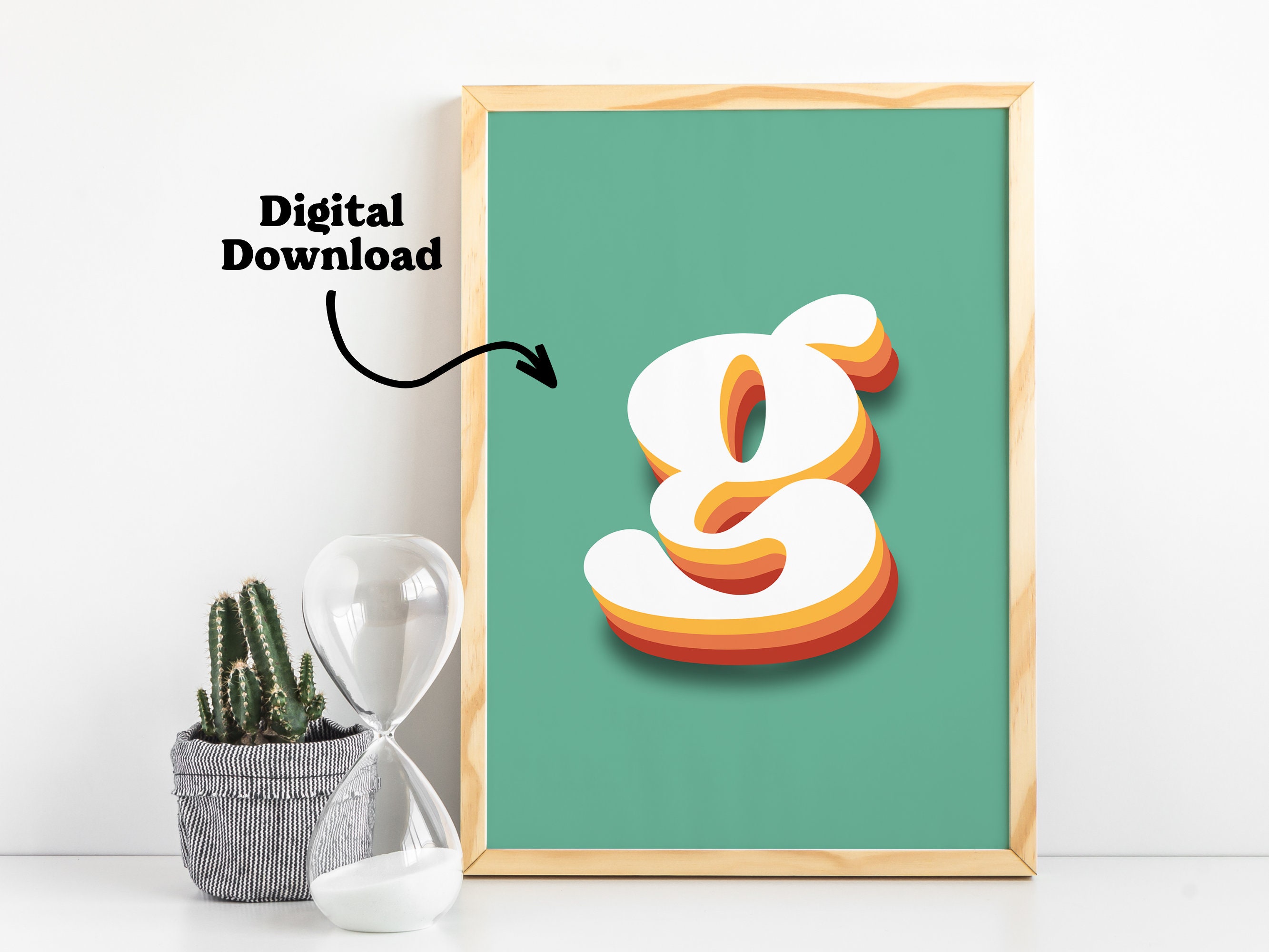 Letter G Wall Decor, Retro Alphabet Poster, Boy Room Printable, Kids ...