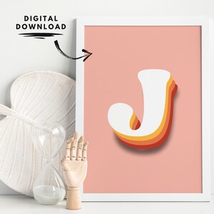 Letter J Wall Art Printable, Kids Room Letters, Initial Signs for ...