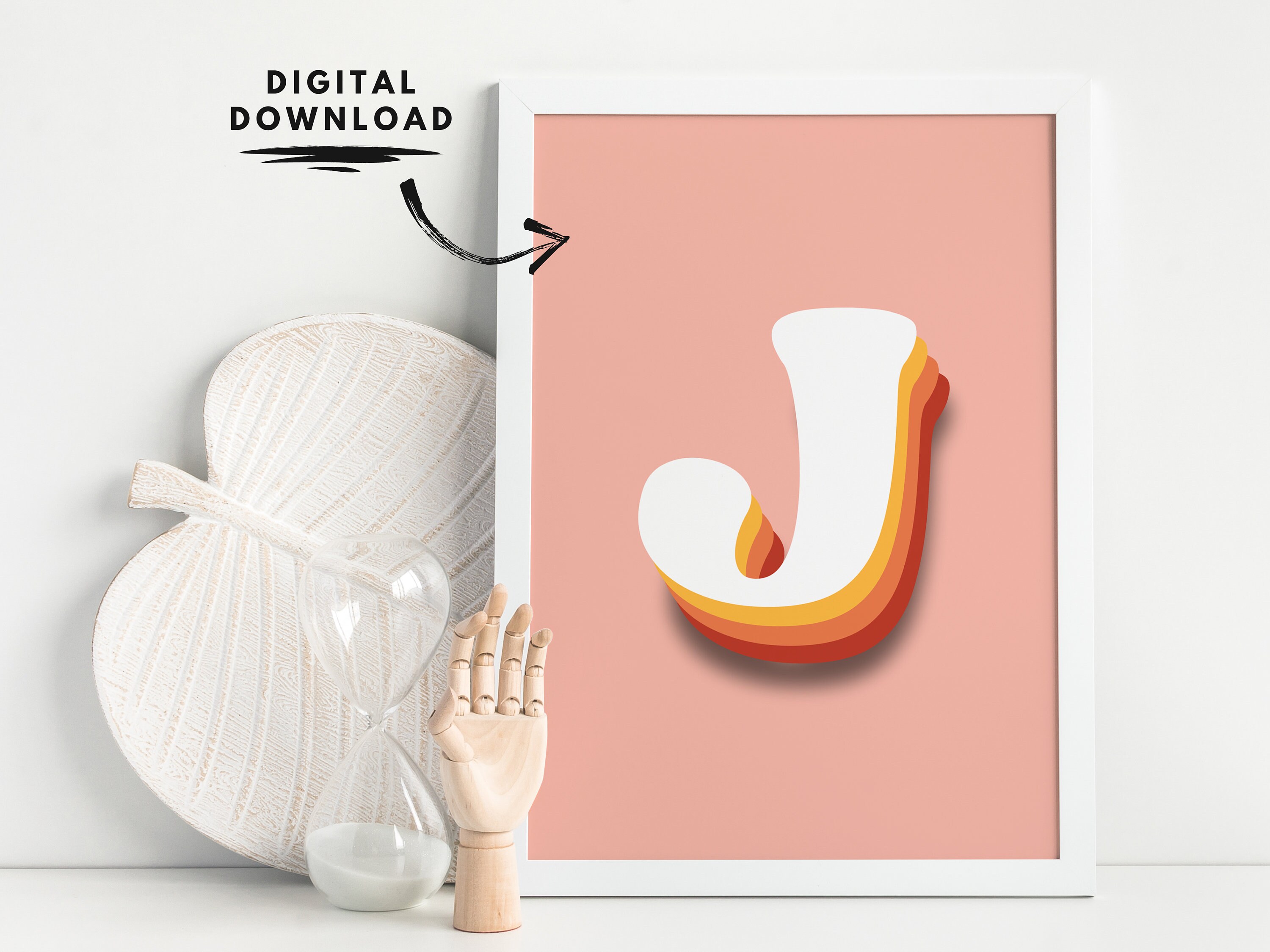 Letter J Wall Art Printable, Kids Room Letters, Initial Signs for ...