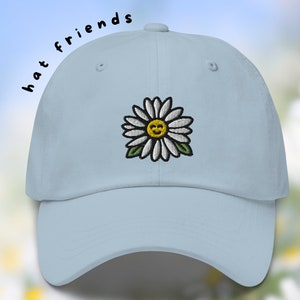 Embroidered Daisy Hat, Cute Baseball Cap, 90s Aesthetic, Retro Daisies ...