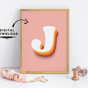 Letter J Wall Art Printable, Kids Room Letters, Initial Signs for ...