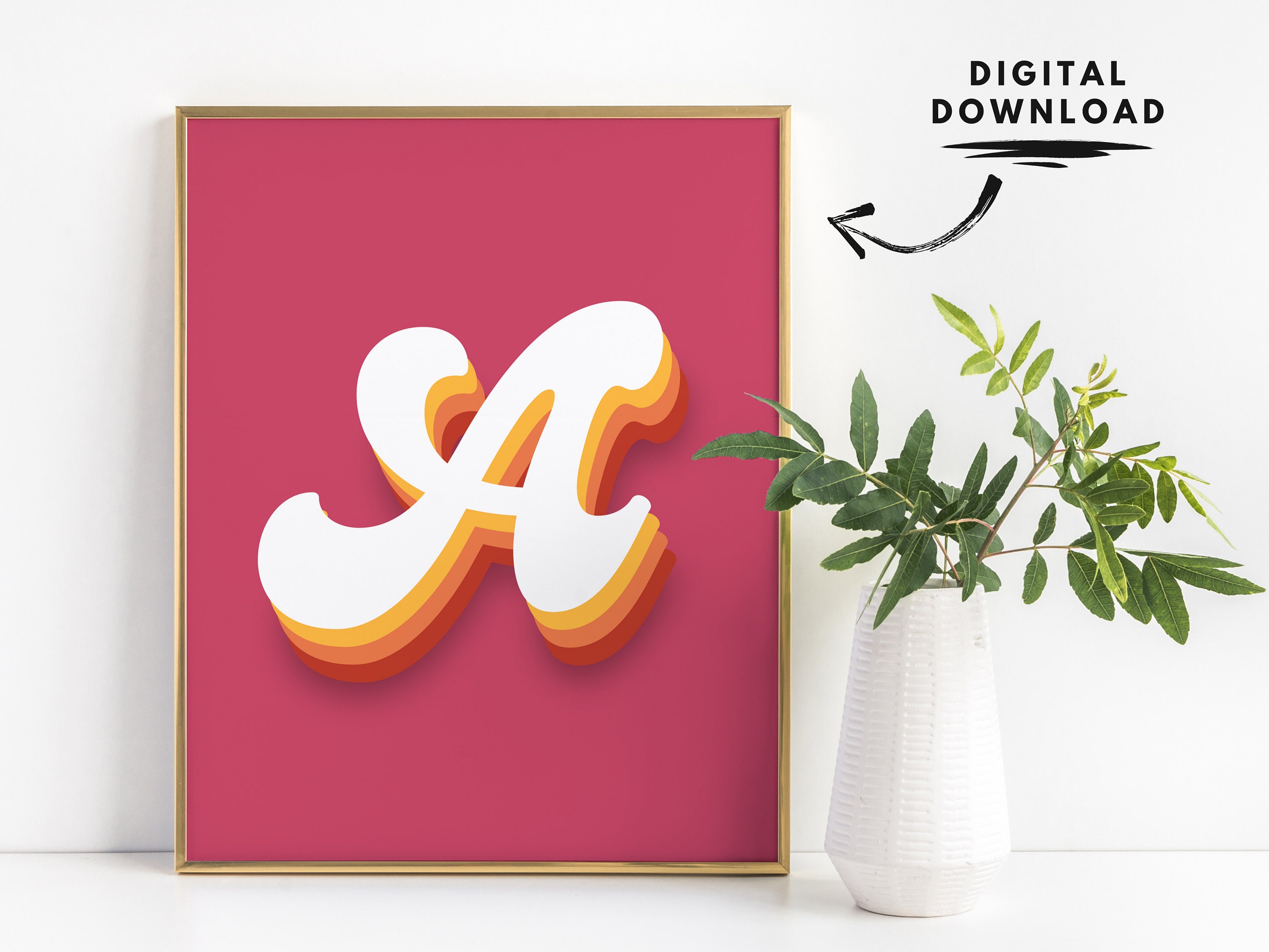 Letter A Wall Art Printable, Kids Room Letters, Initial Signs for ...