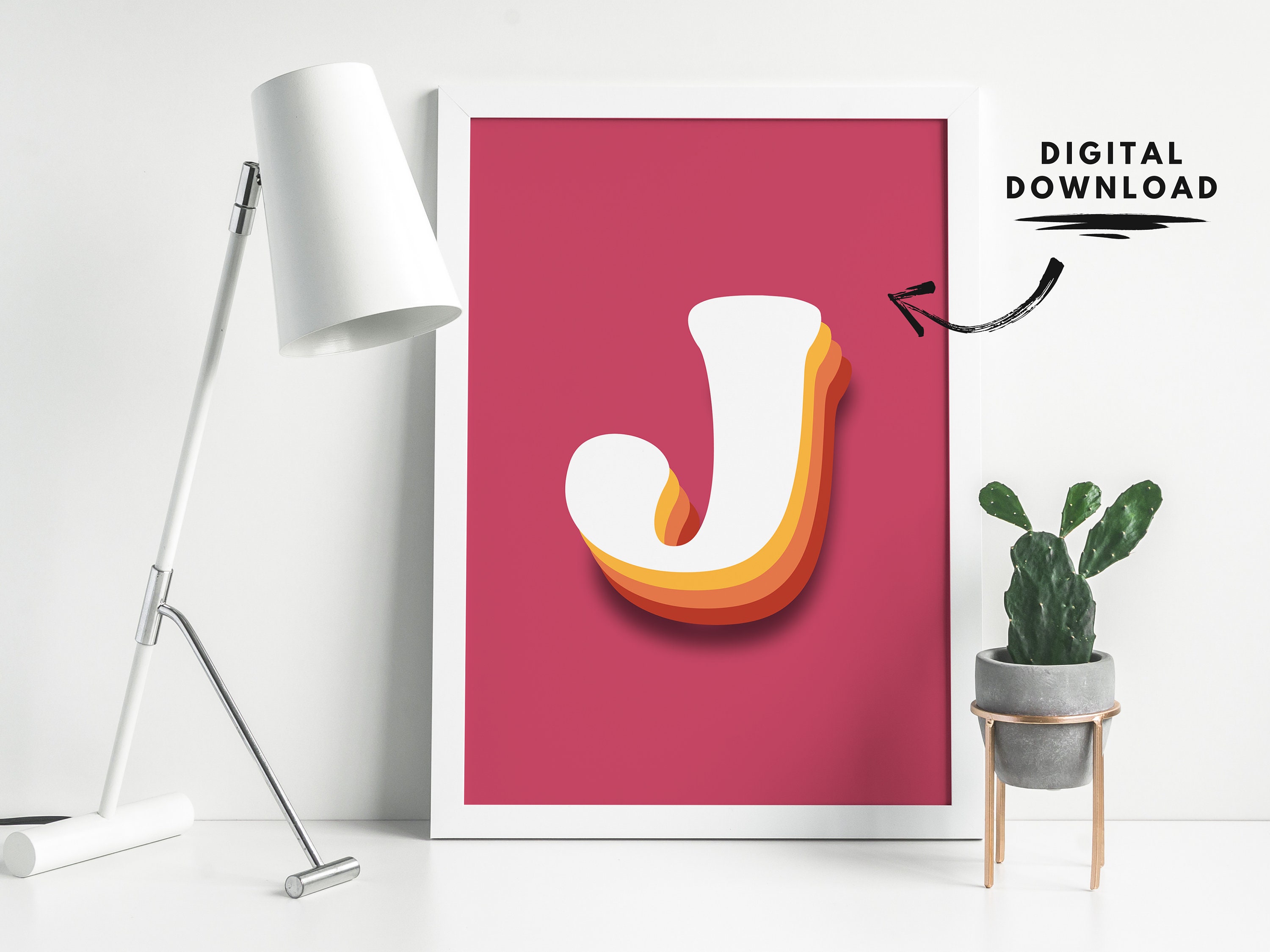 Letter J Wall Art Printable, Kids Room Letters, Initial Signs for ...