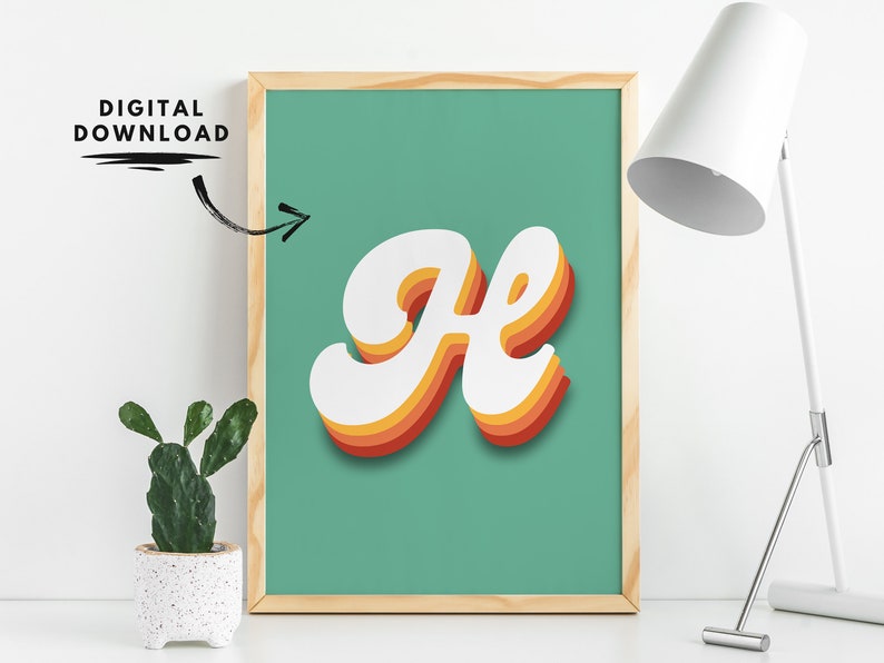 Letter H Wall Art Printable, Kids Room Letters, Initial Signs for ...