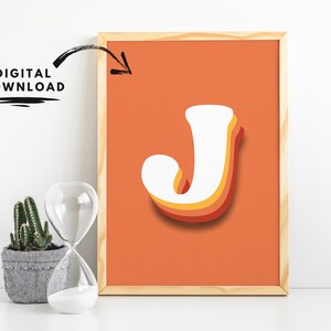Letter J Wall Art Printable, Kids Room Letters, Initial Signs for ...