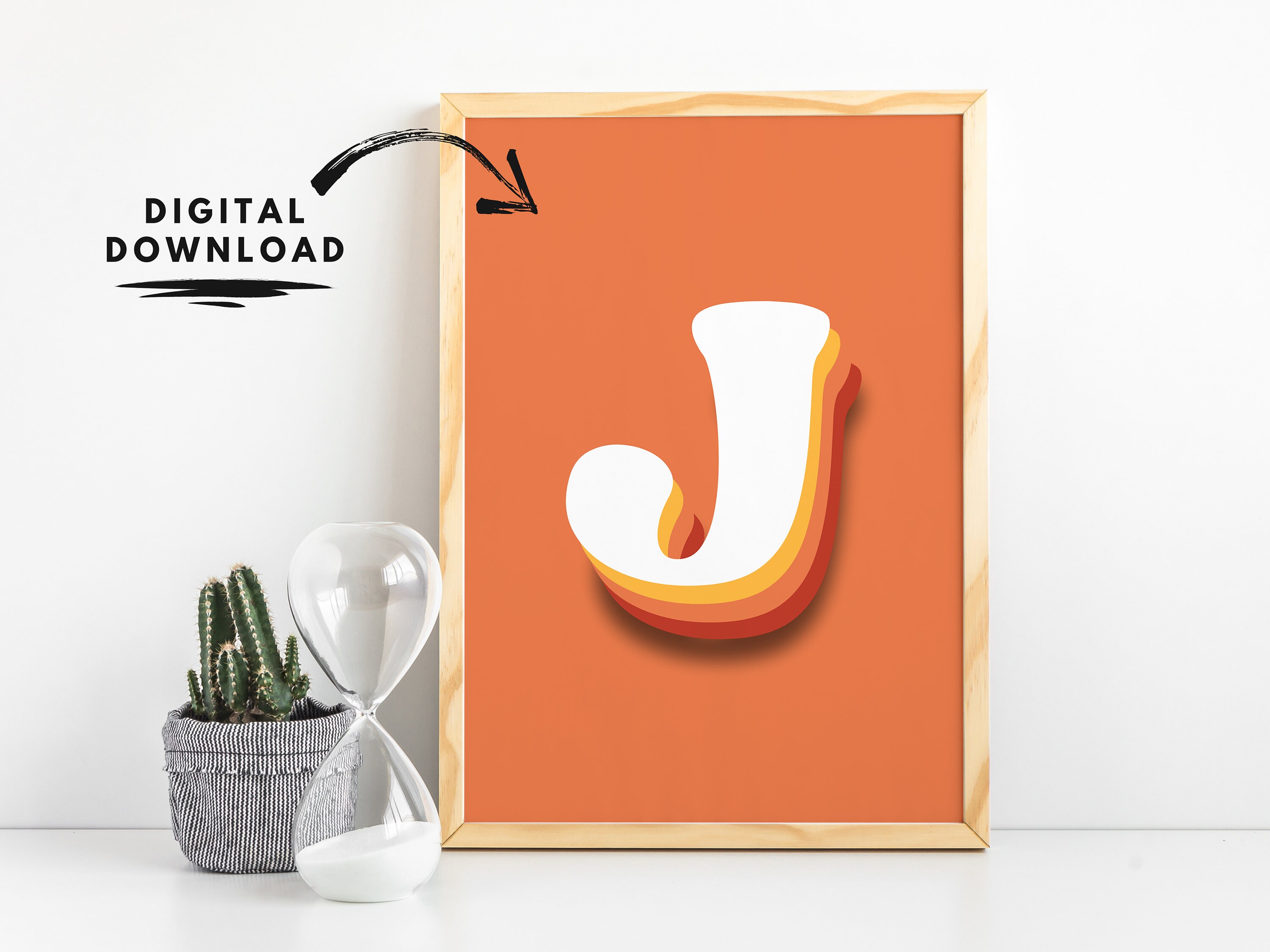 Letter J Wall Art Printable, Kids Room Letters, Initial Signs for ...
