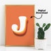 Letter J Wall Art Printable, Kids Room Letters, Initial Signs for ...