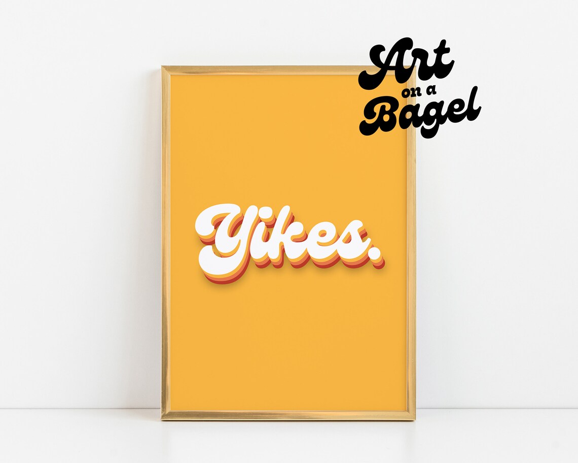 Retro typography poster Yikes digital download print retro | Etsy