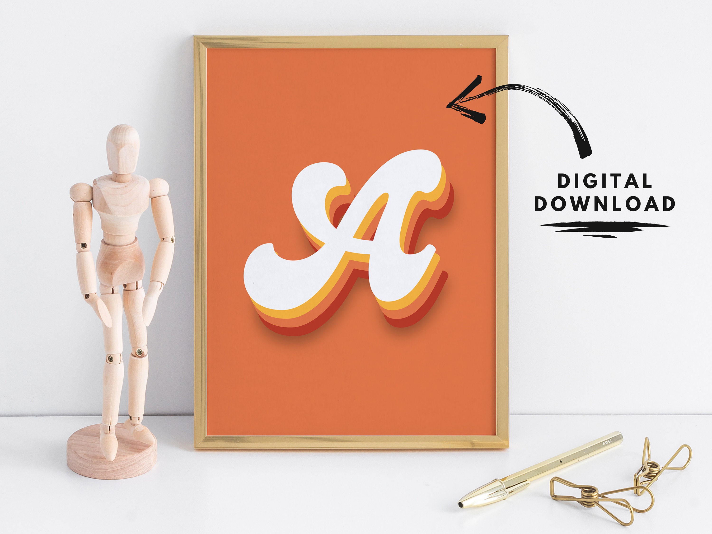 Letter A Wall Art Printable, Kids Room Letters, Initial Signs for ...