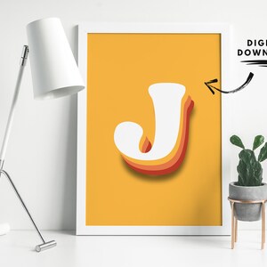 Letter J Wall Art Printable, Kids Room Letters, Initial Signs for ...