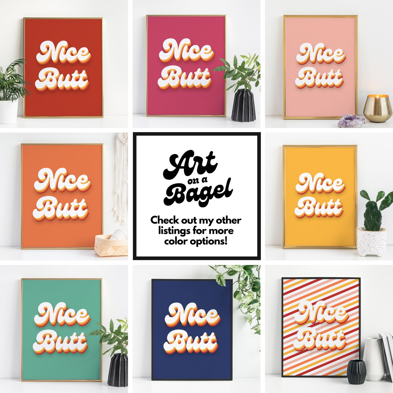 Nice Butt Poster, Printable Wall Art, Digital Download, Typography ...