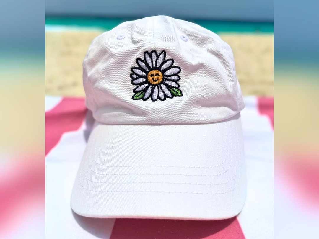 Embroidered Daisy Hat, Cute Baseball Cap, 90s Aesthetic, Retro Daisies ...