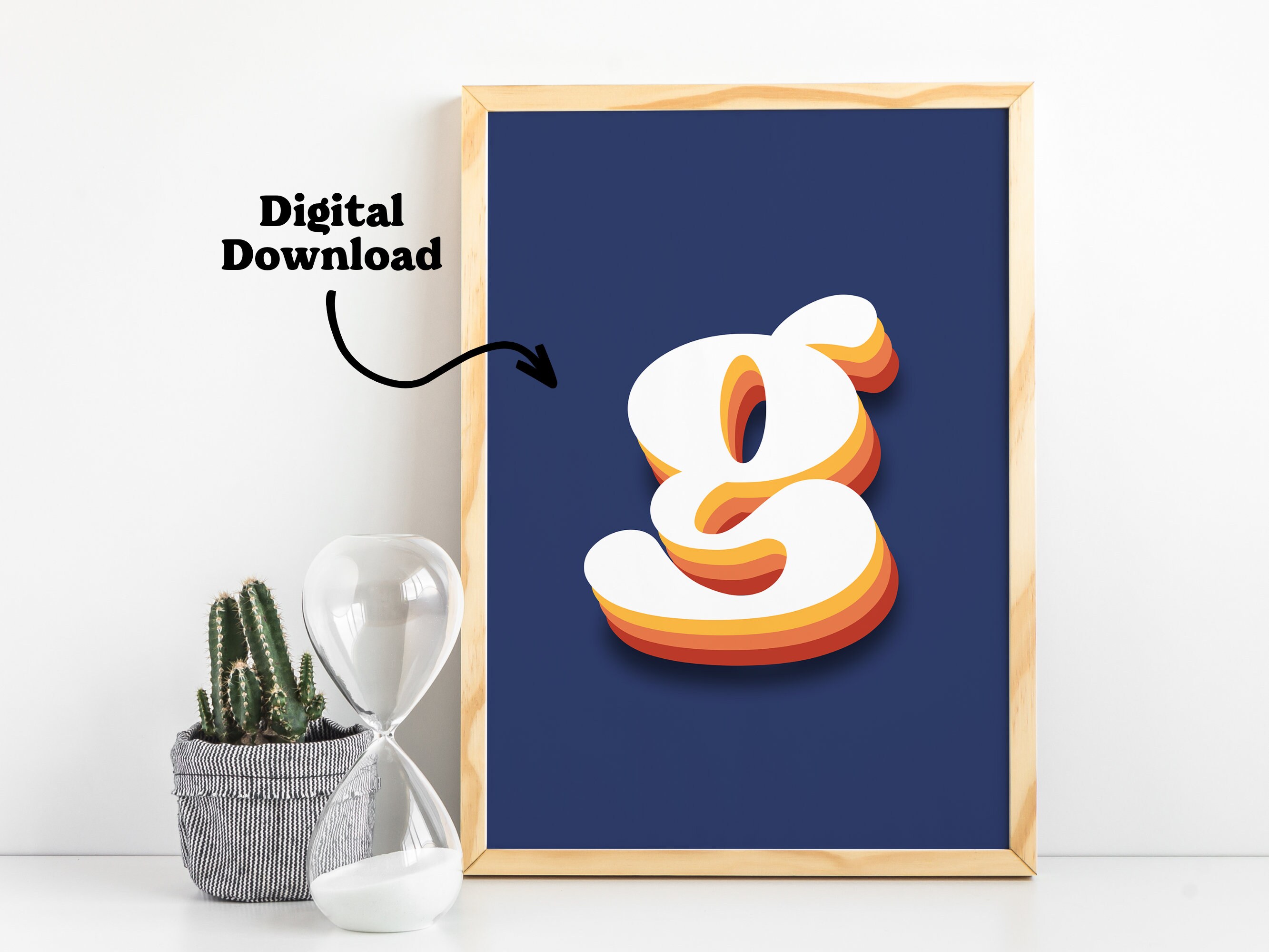 Letter G Wall Decor, Retro Alphabet Poster, Boy Room Printable, Kids ...
