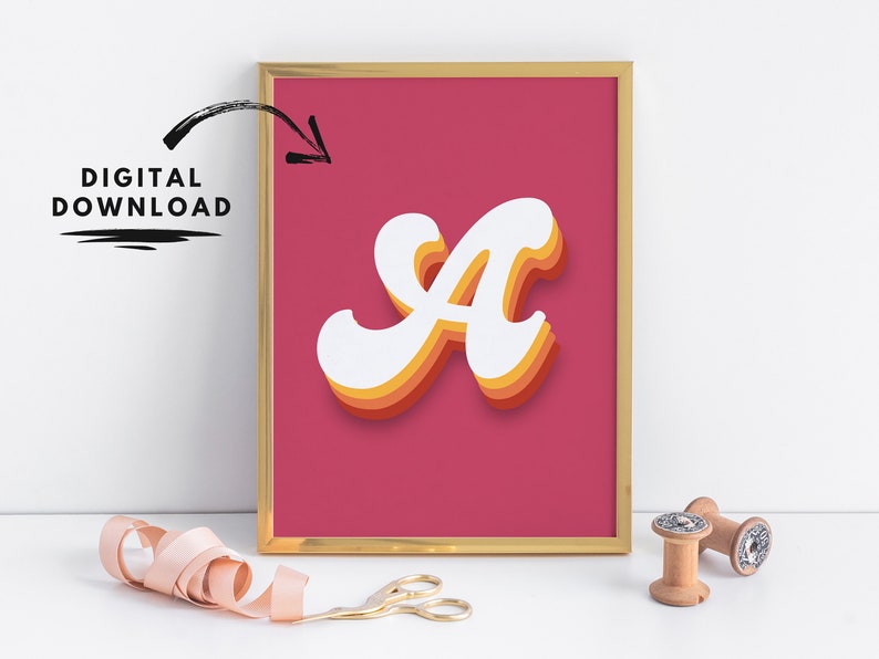 Letter A Wall Art Printable, Kids Room Letters, Initial Signs for ...
