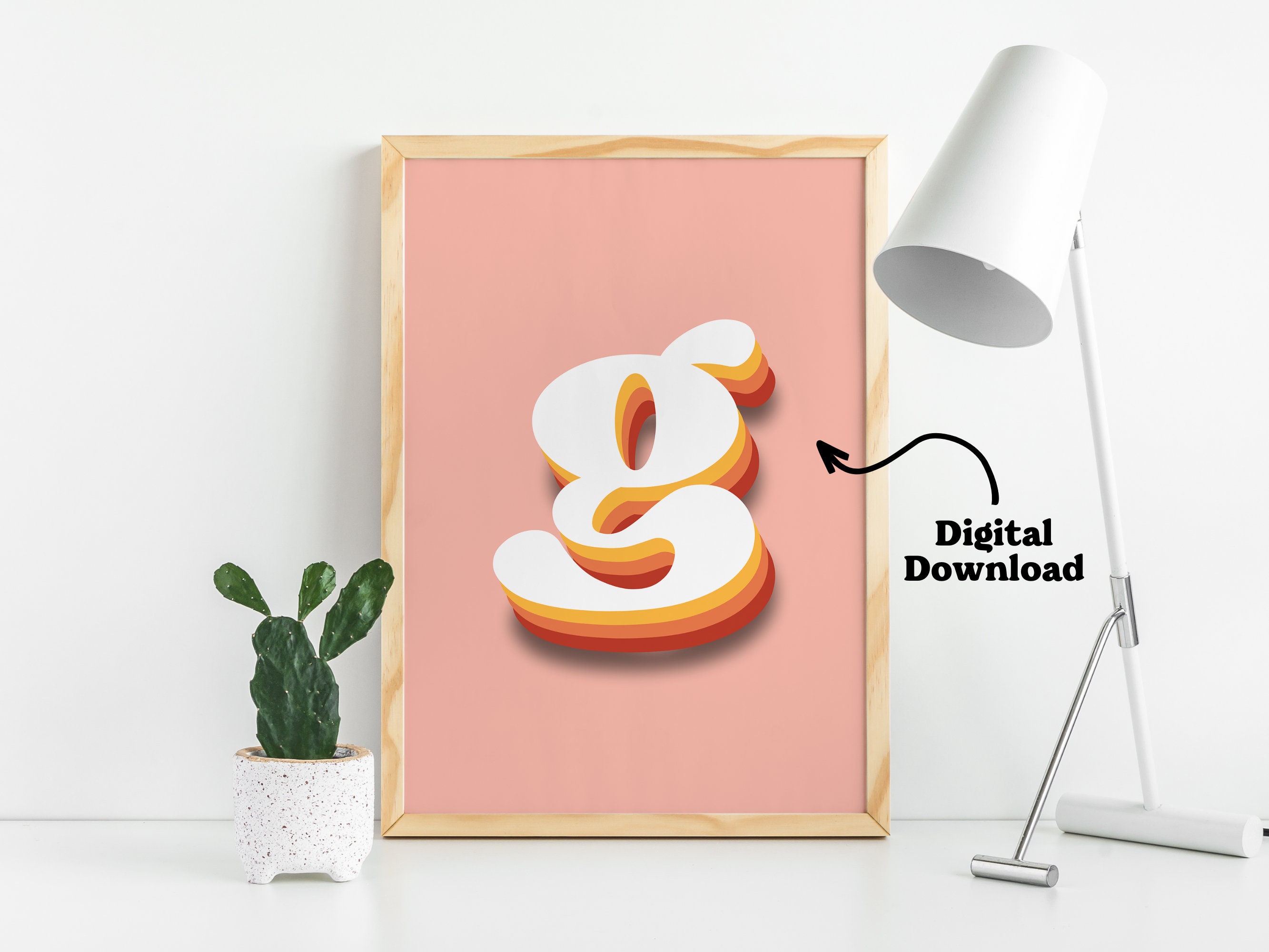 Letter G Wall Decor, Retro Alphabet Poster, Girl Room Printable, Kid ...