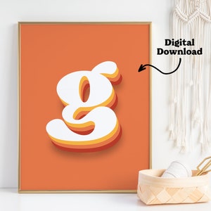 Letter G Wall Decor, Retro Alphabet Poster, Boy Room Printable, Kids ...