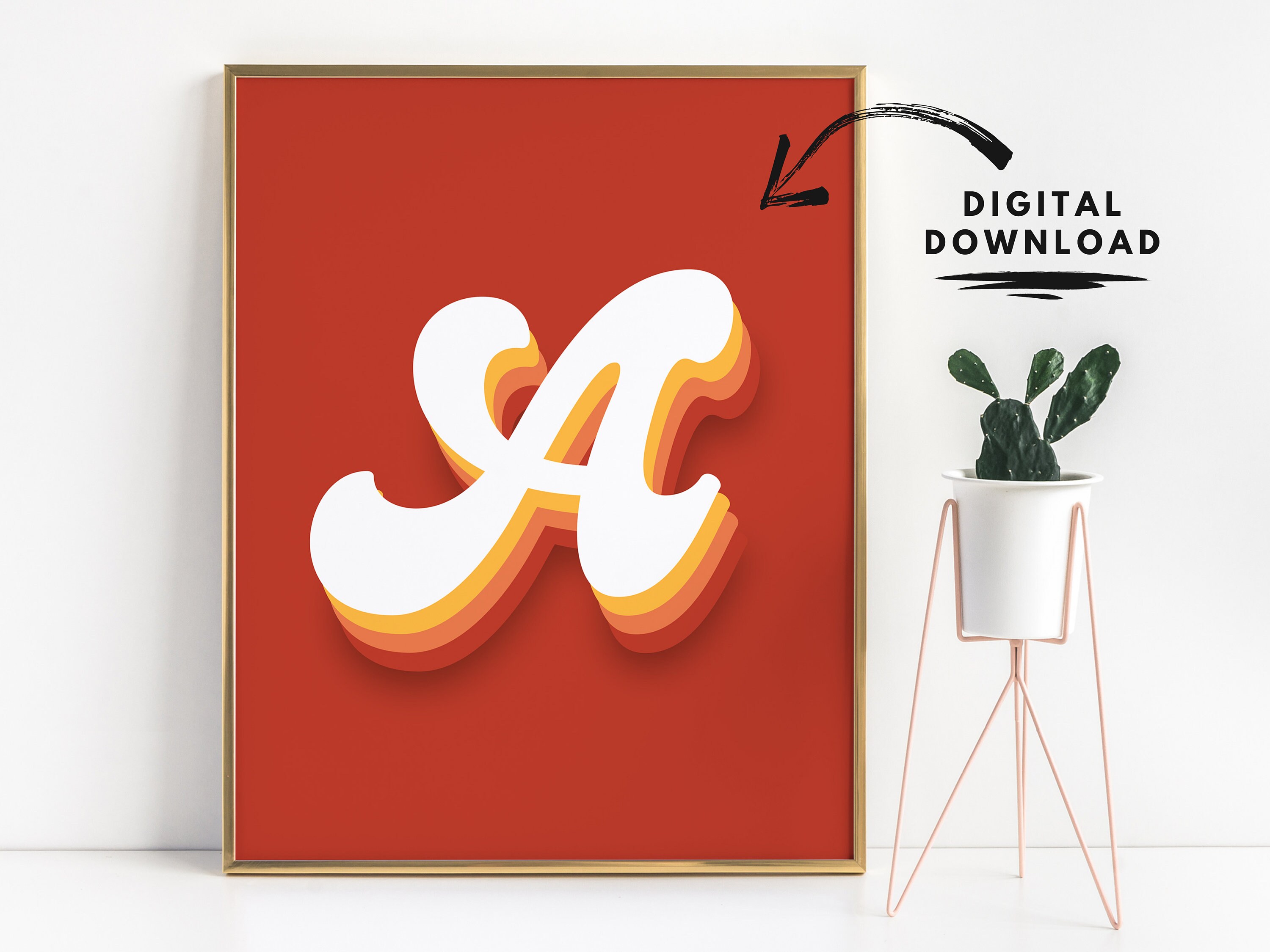 Letter A Wall Art, Boys Room Printable, Kids Room Letters, Initial ...